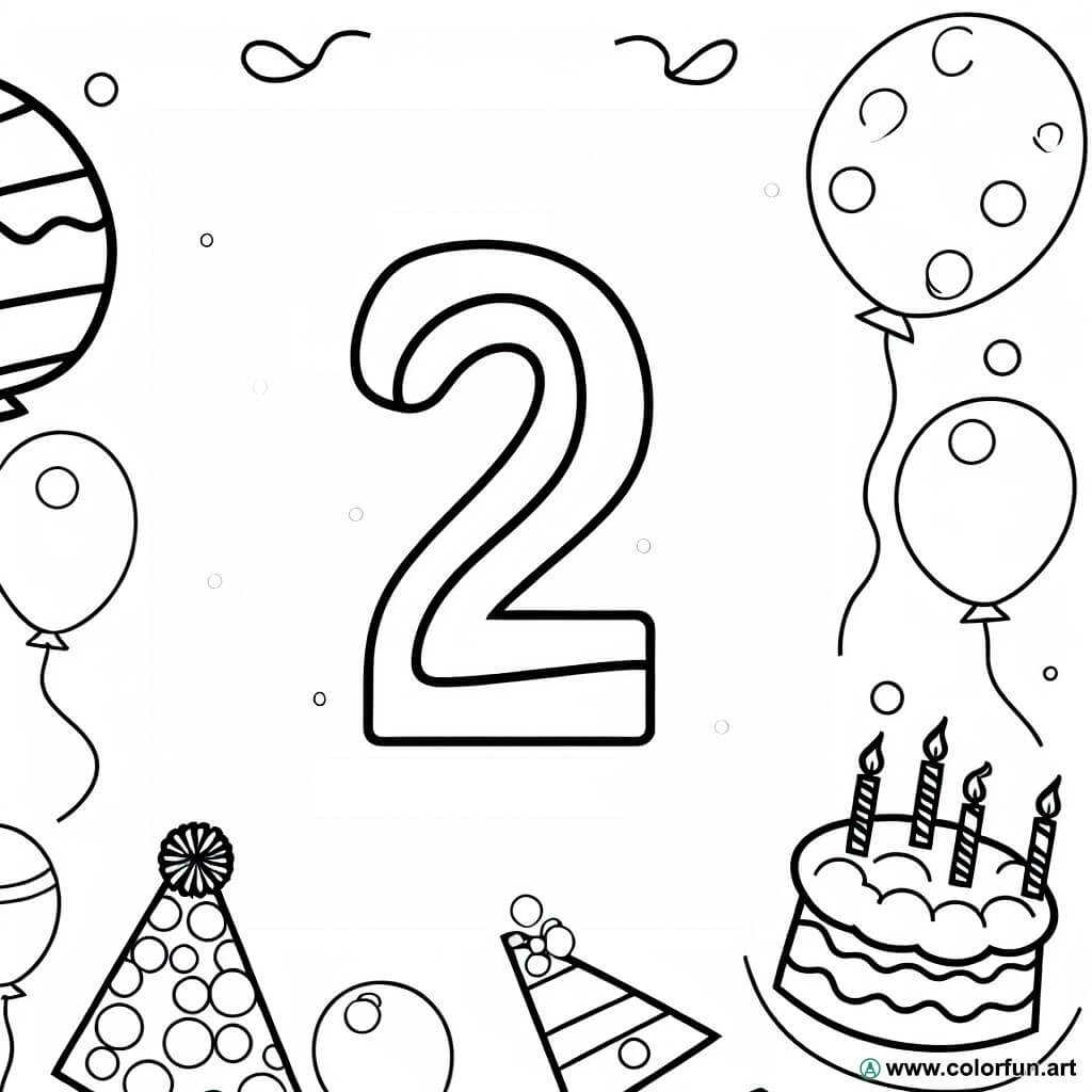 Desenhos para colorir para aniversário de 2 anos com balões Para Baixar ...