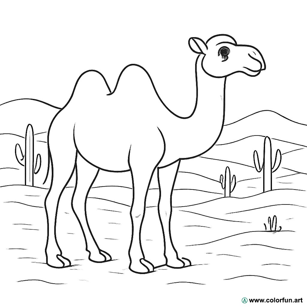 Desenhos para colorir de um camelo no deserto Para Baixar ou Imprimir ...