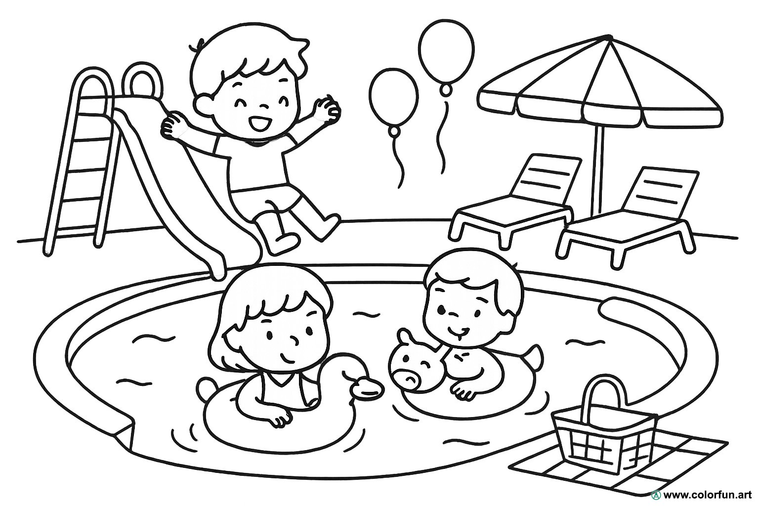 Desenhos para colorir na piscina para educação infantil Para Baixar ou ...
