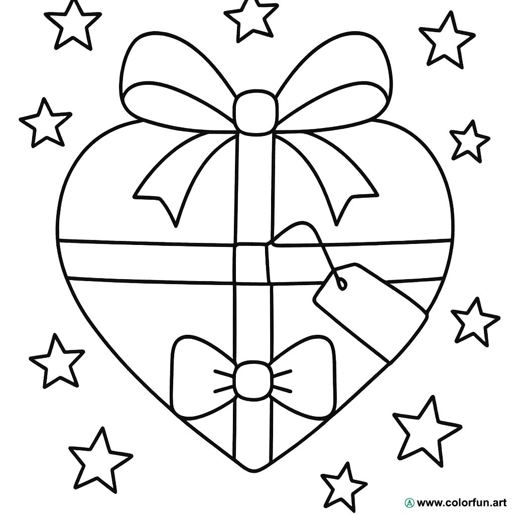 Desenhos para colorir de presente em forma de coração Para Baixar ou ...