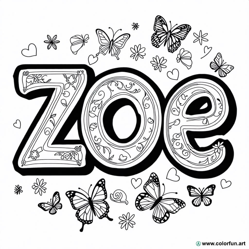 Desenhos para colorir do nome Zoé Para Baixar ou Imprimir gratuitamente