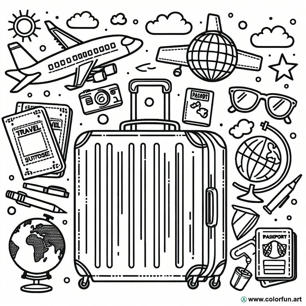 Desenhos para colorir de uma mala de viagem Para Baixar ou Imprimir ...